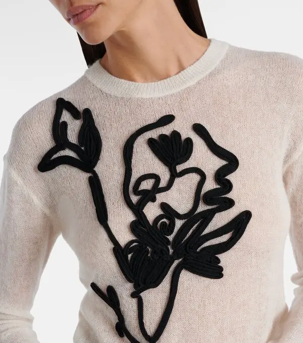 Erdem Embroidered Alpaca And Wool-blend Sweater