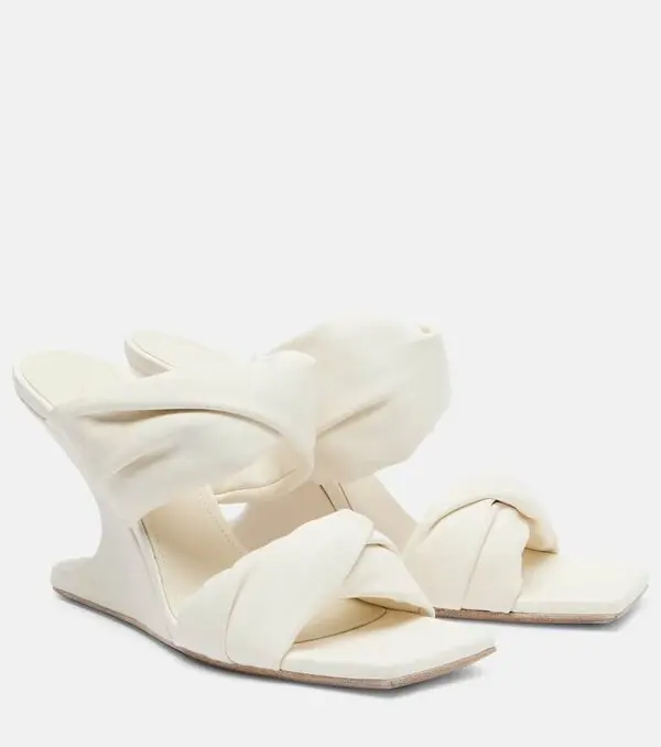 Rick Owens Twisted Cantilever 80 Leather Mules - White