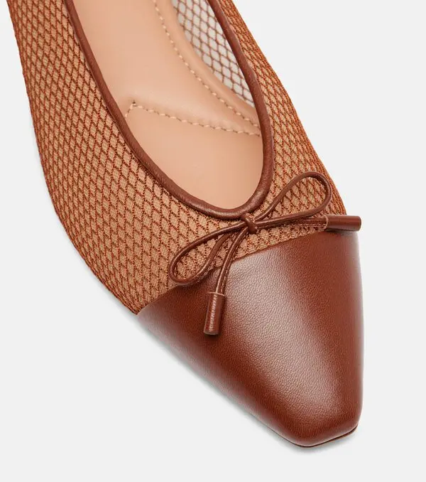 AQUAZZURA Gioia Mesh And Leather Ballet Flats - Brown