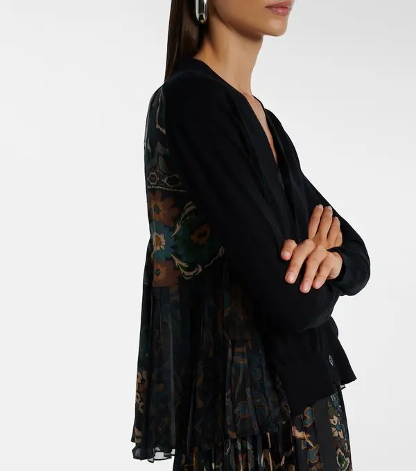 Sacai Cotton Tulle Cardigan - Blue