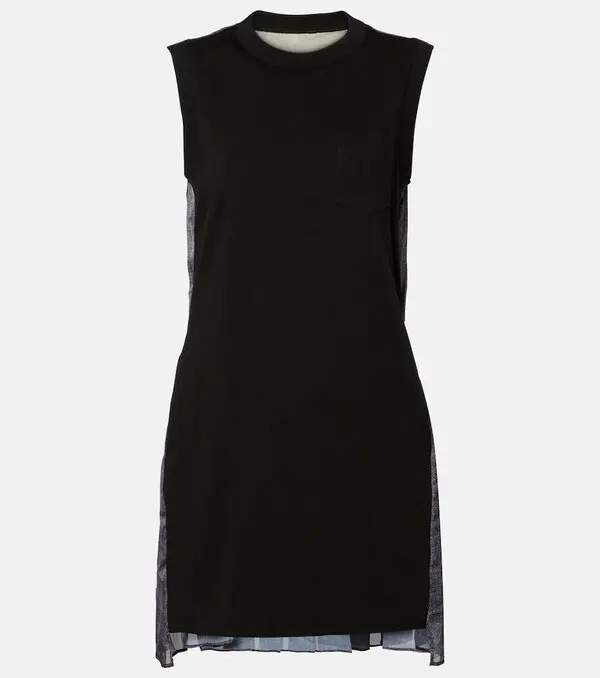 Sacai Knitted Cotton Minidress - Blue