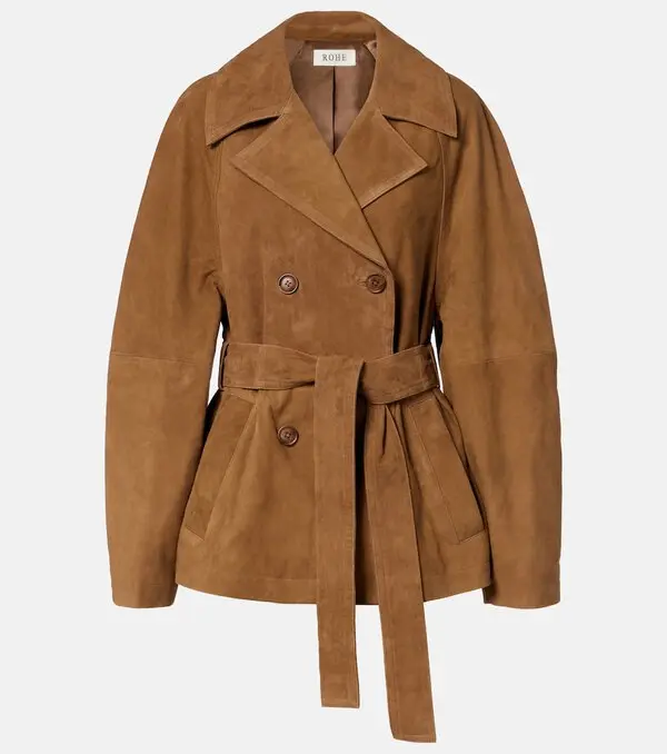 RÓHE Belted Suede Jacket - Brown