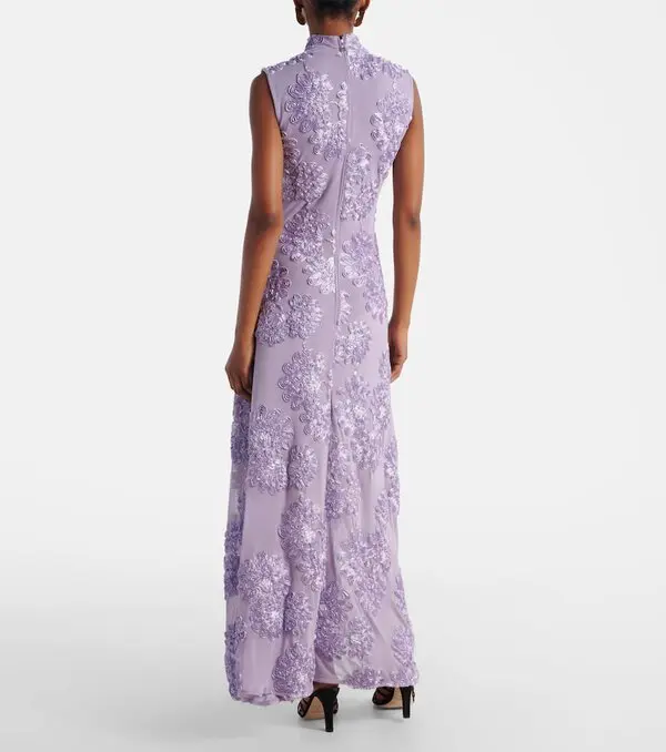 Rotate By Birger Christensen Floral Mesh Maxi Dress - Purple - 20% Off |  Editorialist
