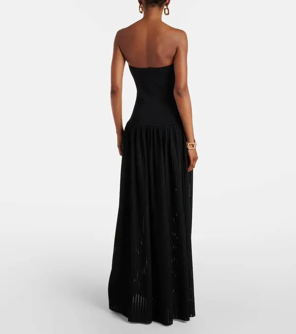 SELF-PORTRAIT Belted Knitted Strapless Maxidress