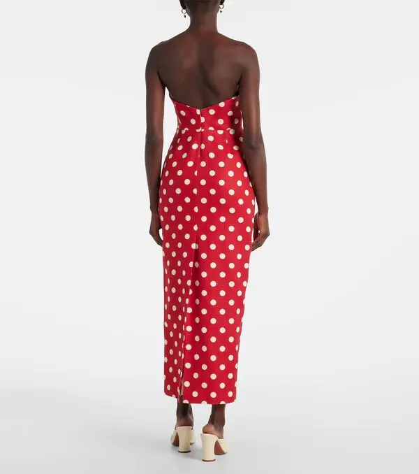 Posse Romeo Polka-dot Linen Maxi Dress - Red