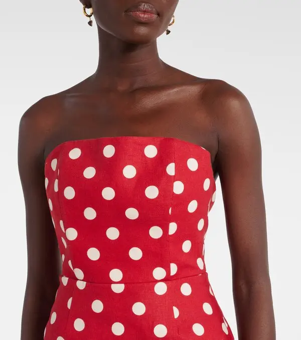 Posse Romeo Polka-dot Linen Maxi Dress - Red