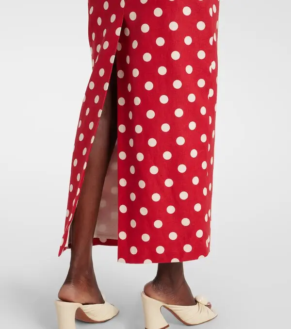 Posse Romeo Polka-dot Linen Maxi Dress - Red