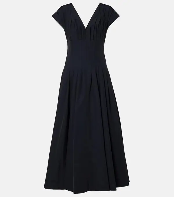 Simkhai Nina Pleated Cotton-blend Midi Dress - Blue