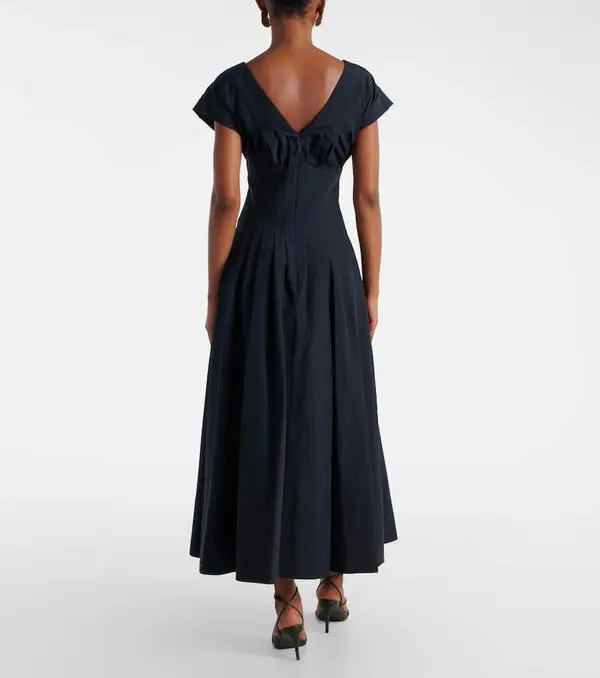 Simkhai Nina Pleated Cotton-blend Midi Dress - Blue