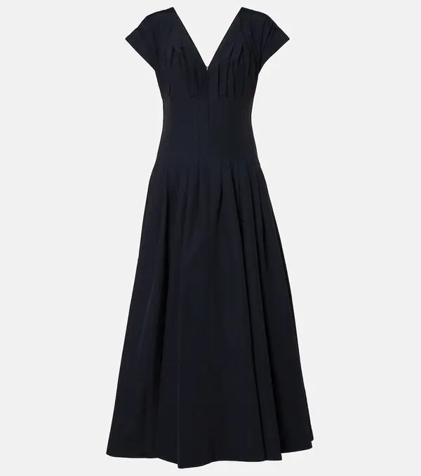 Simkhai Nina Pleated Cotton-blend Midi Dress - Blue