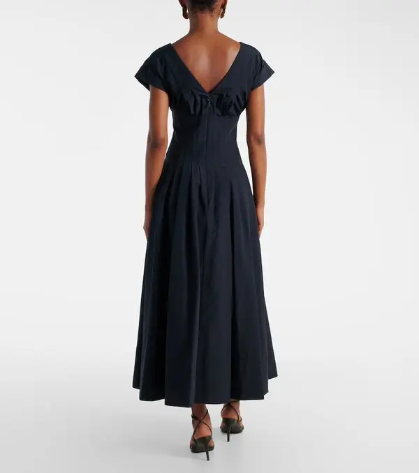 Simkhai Nina Pleated Cotton-blend Midi Dress - Blue