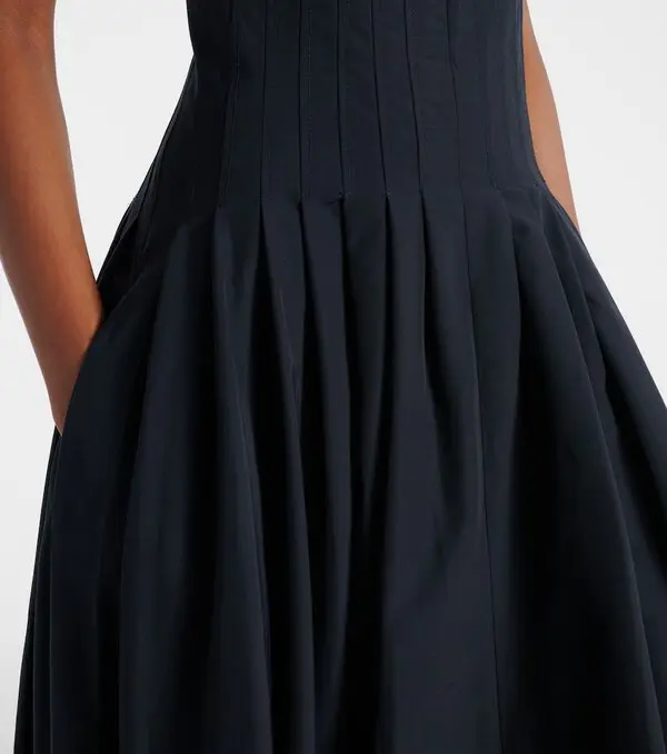 Simkhai Nina Pleated Cotton-blend Midi Dress - Blue
