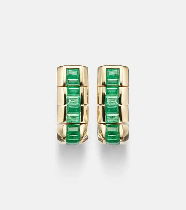Shay Jewelry Scales 18kt Emerald Earrings - Gold