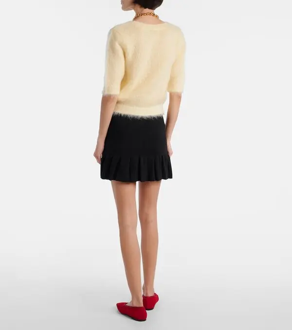 Alessandra Rich Embroidered Mohair-blend Sweater - Yellow
