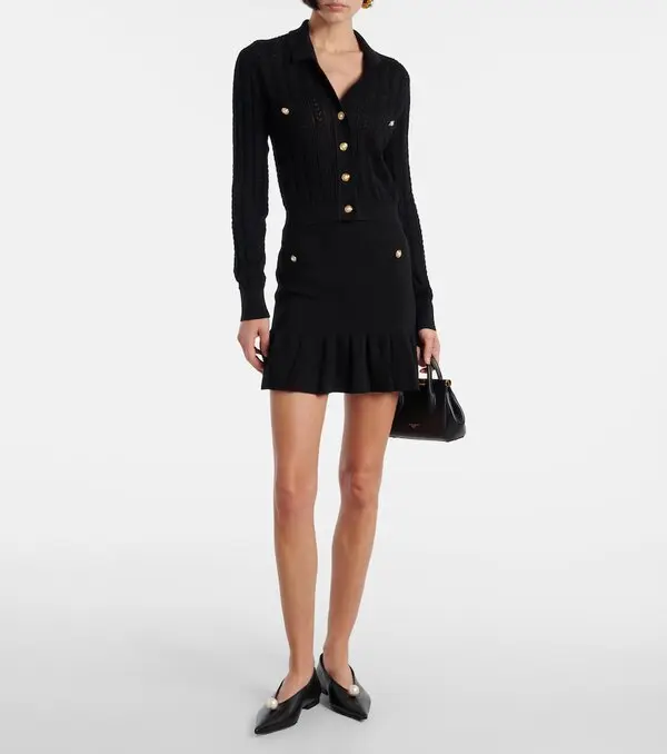 Alessandra Rich Cotton And Cashmere Miniskirt