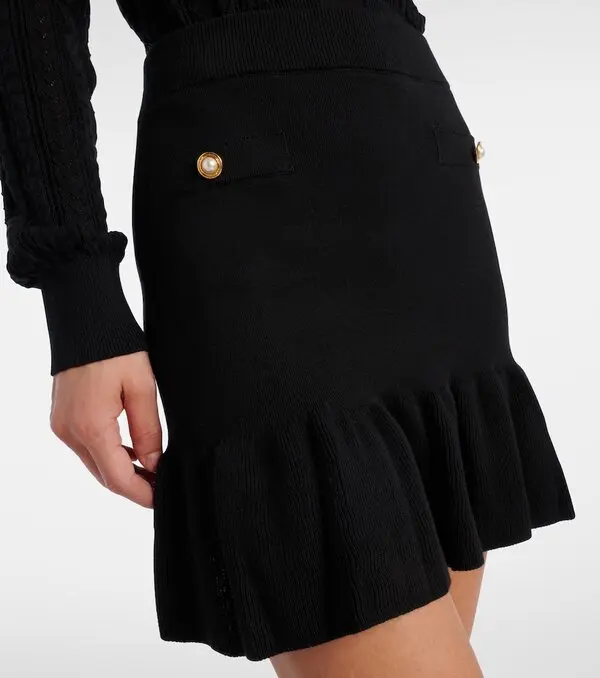 Alessandra Rich Cotton And Cashmere Miniskirt