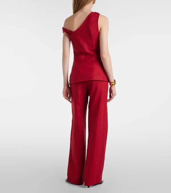 Faithfull The Brand Suis One-shoulder Linen Top - Red