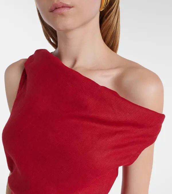 Faithfull The Brand Suis One-shoulder Linen Top - Red