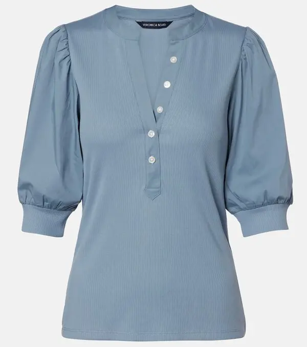 Veronica Beard Coralee Cotton-blend Blouse - Blue