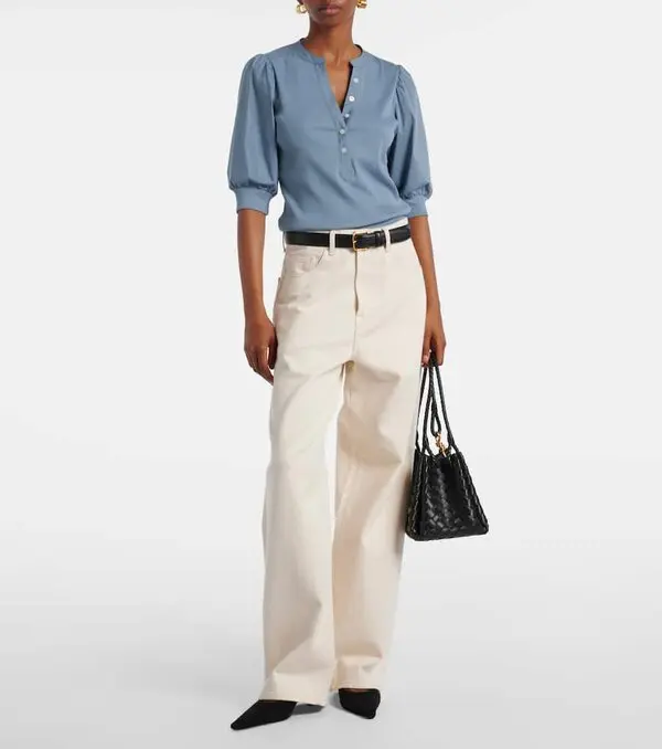 Veronica Beard Coralee Cotton-blend Blouse - Blue