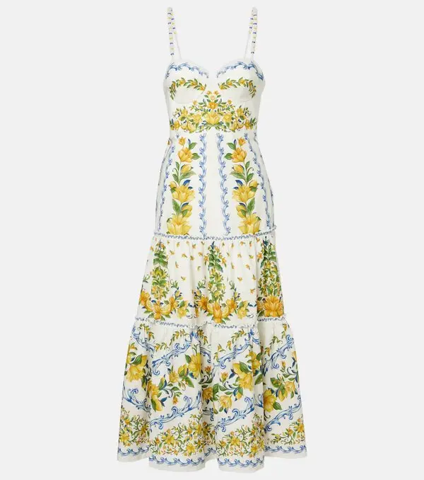 Farm Rio Printed Cotton Midi Dress