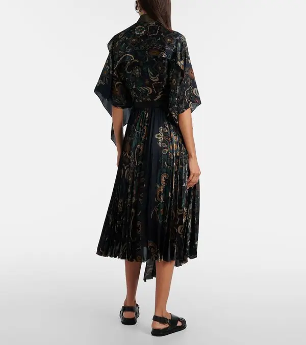 Sacai Floral Pleated Midi Skirt