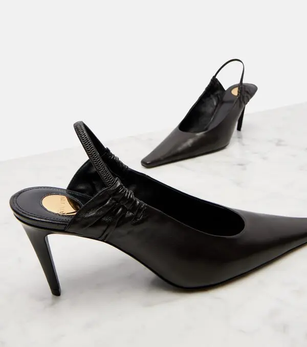 Saint Laurent Anne-marie 75 Leather Slingback Pumps - Brown