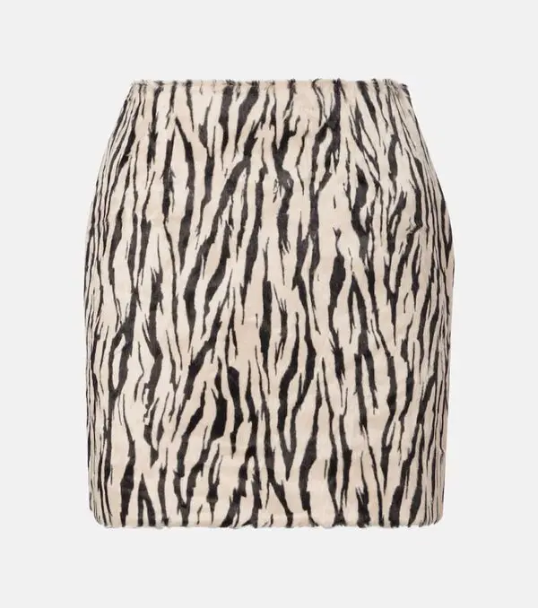 ROTATE BY BIRGER CHRISTENSEN Zebra-print Cotton-blend Miniskirt