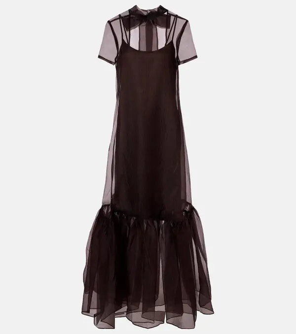 Staud Calluna Organza Maxi Dress - Brown