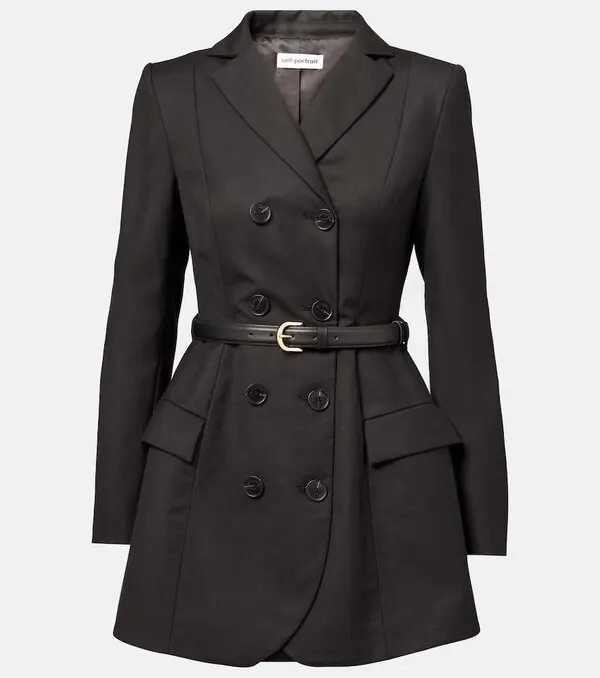 SELF-PORTRAIT Belted Double-breasted Blazer Dress
