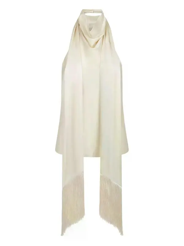 Nina Ricci Halterneck Fringe-detail Top - Neutrals