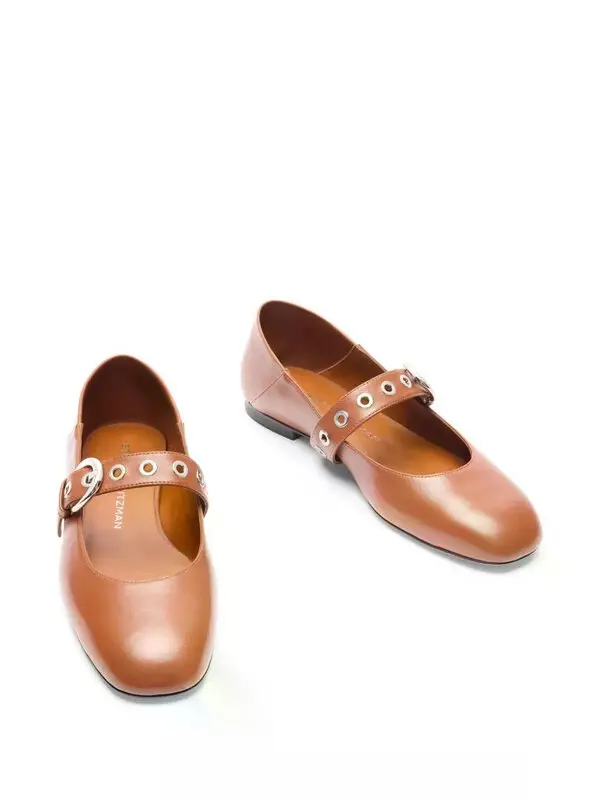 STUART WEITZMAN Supermoto Buckle-detail Leather Ballet Flats