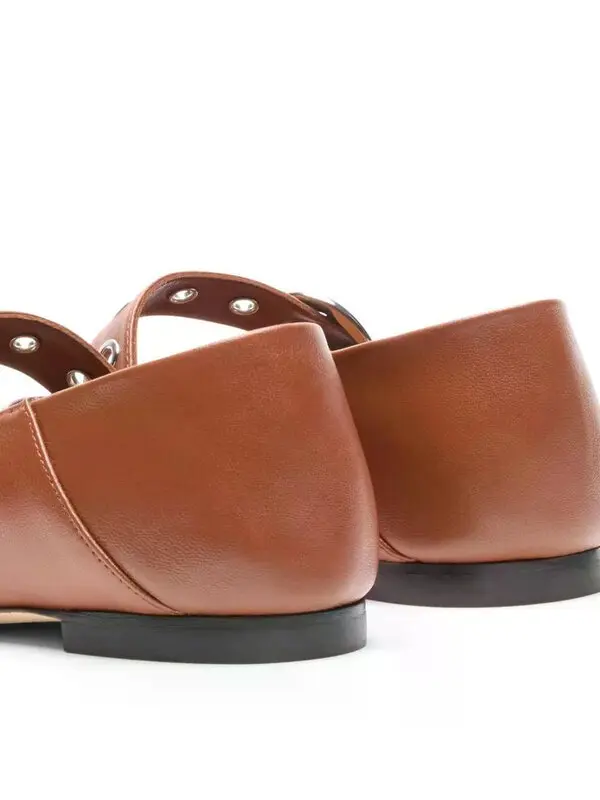 STUART WEITZMAN Supermoto Buckle-detail Leather Ballet Flats