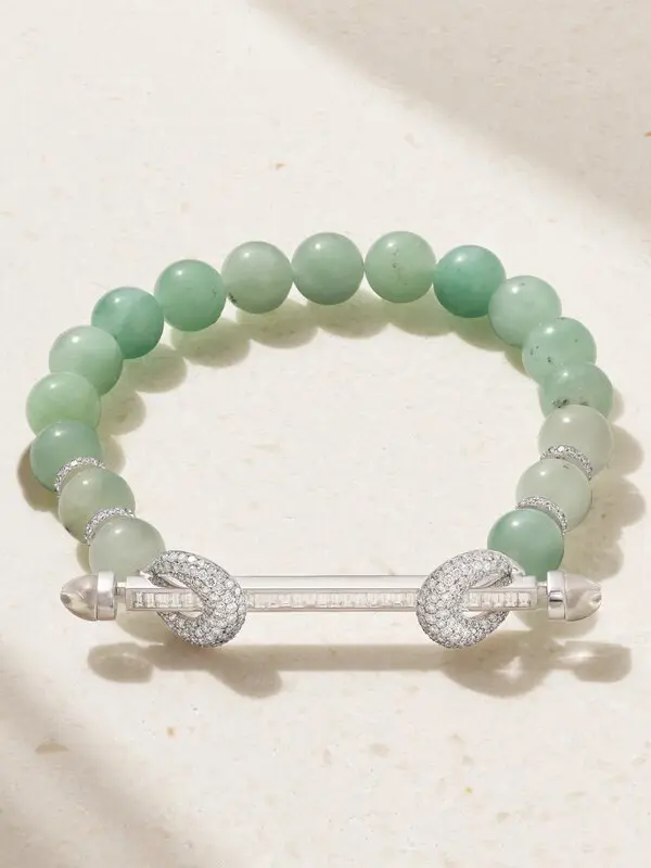 ANANYA Chakra White Gold Multi-stone Bracelet - Green