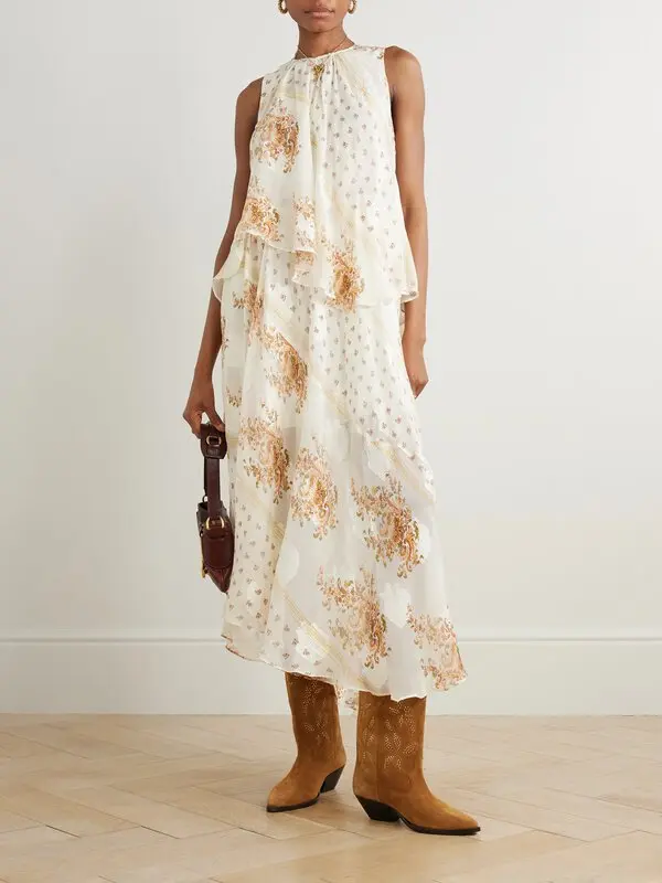 Ulla Johnson Caprice Asymmetric Layered Silk-Blend Dress In Cream - 50% Off  | Editorialist