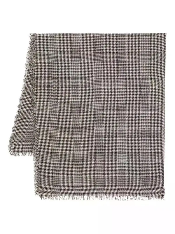 Faliero Sarti Houndstooth Fringed Scarf - Brown