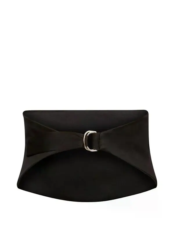 Nina Ricci Pleated Satin Belt - Black