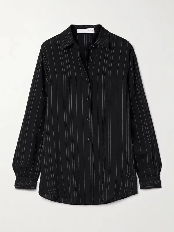 Proenza Schouler White Label Raven Striped Voile Shirt