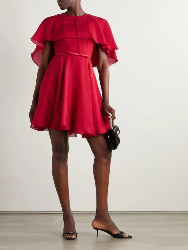 Giambattista Valli Cape-effect Silk-chiffon Mini Dress
