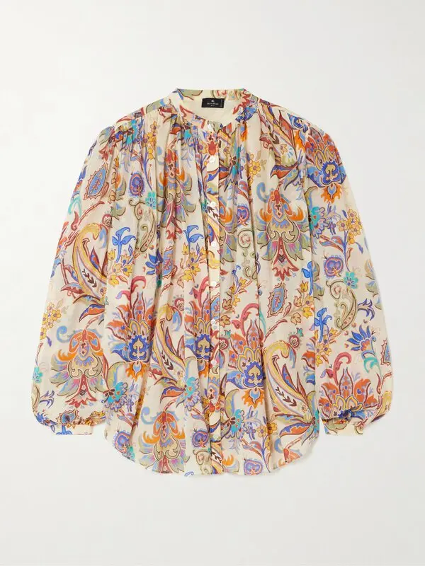 Etro Paisley-print Cotton-voile Blouse - Neutrals