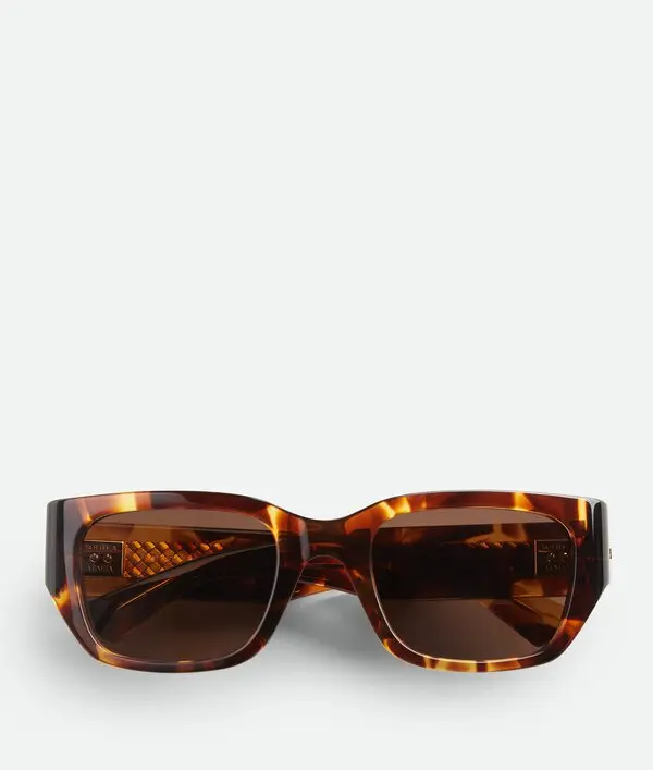 BOTTEGA  VENETA Intrecciato Square Sunglasses - Havana/brown