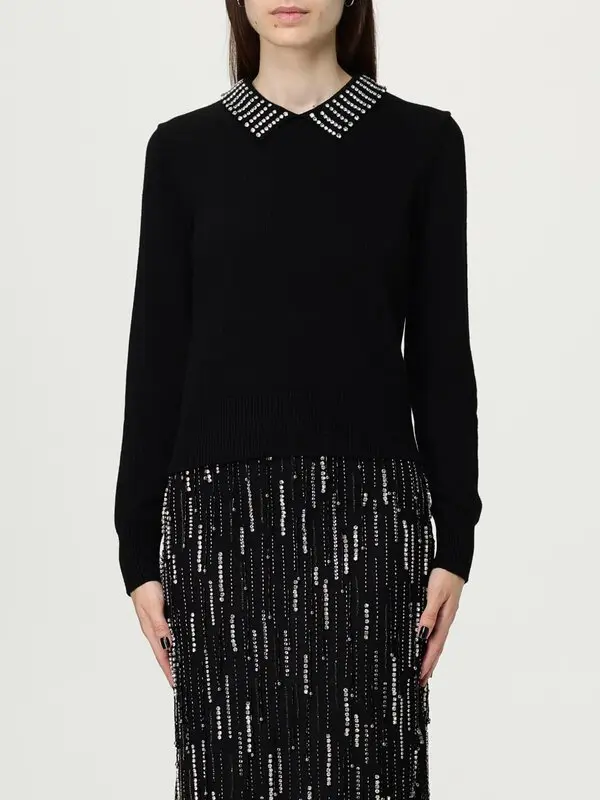 Pinko Embellished Collar Knit Polo - Black