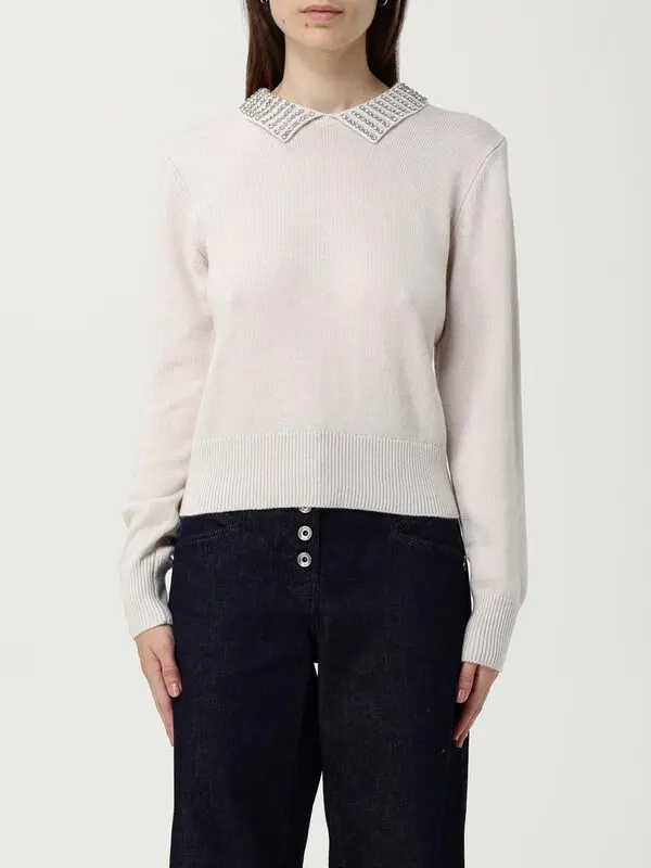 Pinko Embellished Collar Knit Polo - Grey