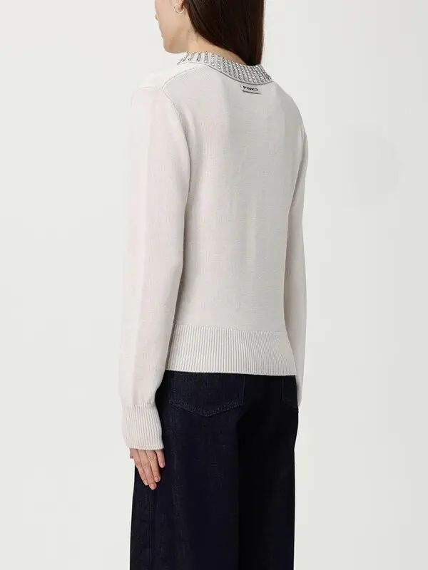 Pinko Embellished Collar Knit Polo - Grey