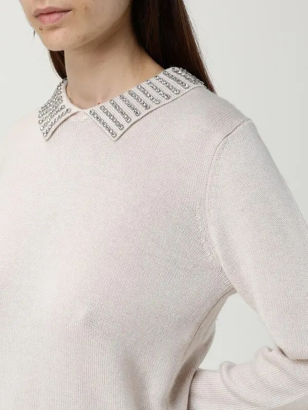 Pinko Embellished Collar Knit Polo - Grey