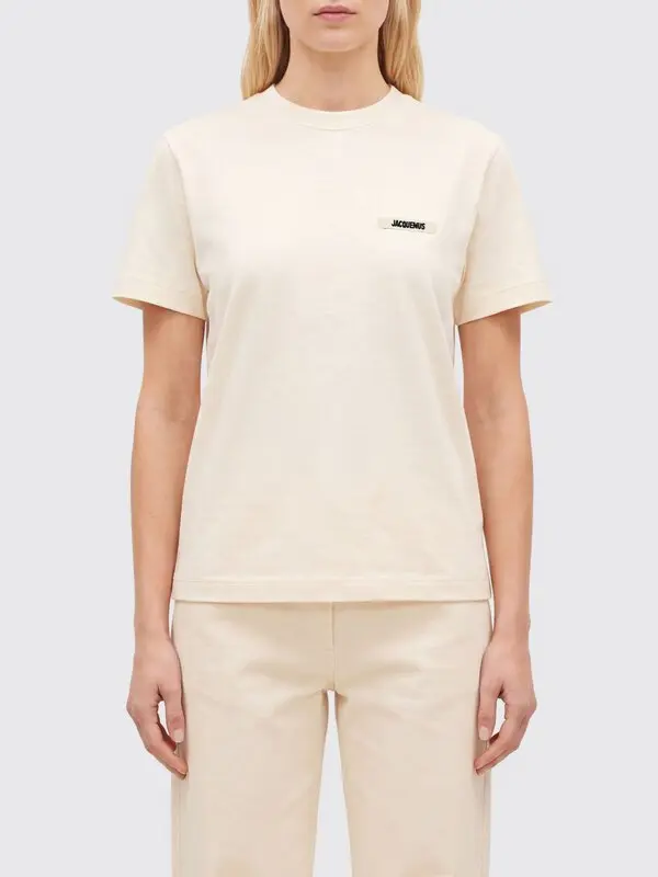 Jacquemus Short Sleeve Stretch-cotton Crewneck T-shirt - Beige