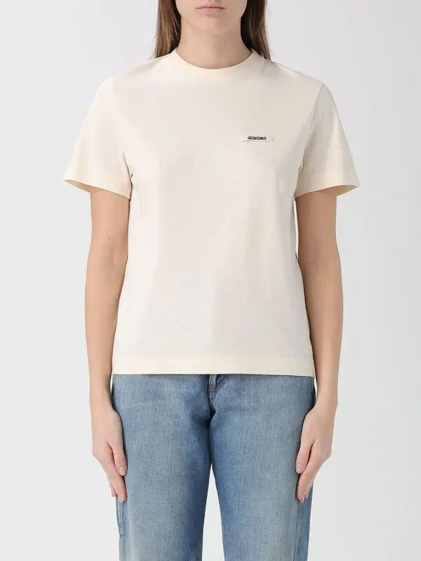 Jacquemus Short Sleeve Stretch-cotton Crewneck T-shirt - Beige