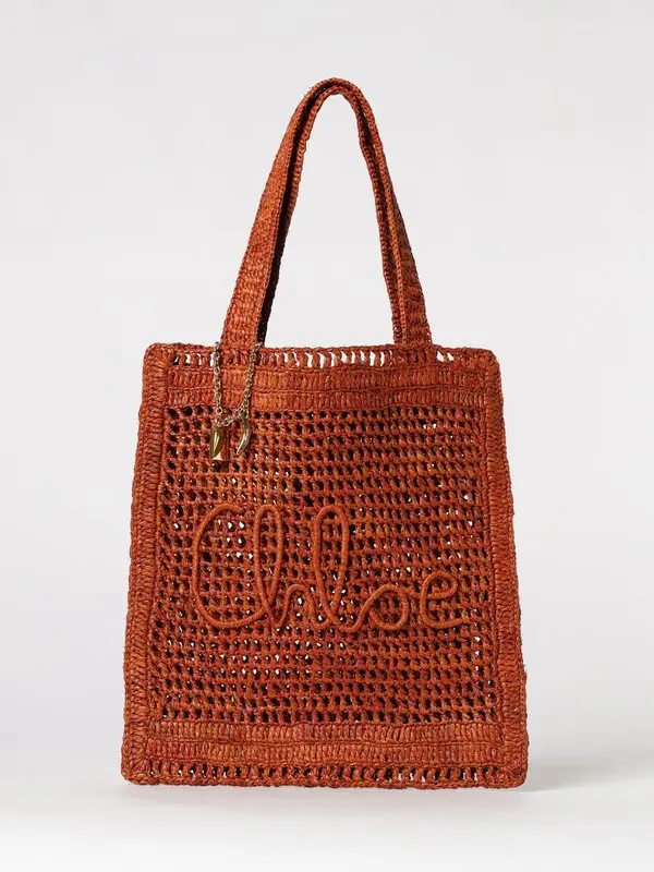 Chloé Summer Banana Crochet Raffia Bag - Brown