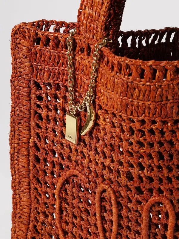 Chloé Summer Banana Crochet Raffia Bag - Brown