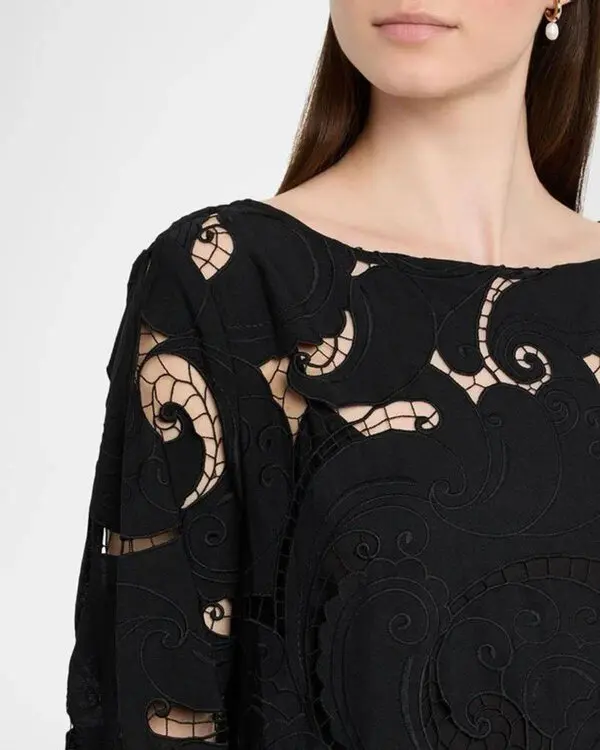 UNGARO Jackie Paisley-embroidered Midi Dress - Black